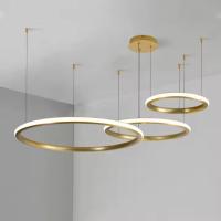 China Modern Pendant Lights Living Room Dining Room Circle Rings Acrylic Aluminum Body LED Ceiling Lamp Home Metal Contemporary for sale