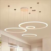 China Modern Pendant Lights Living Room Dining Room Circle Rings Acrylic Aluminum Body LED Ceiling Lamp Home Metal Contemporary for sale