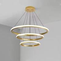China Three-ring Circle Nordic Restaurant Post-modern Simple Bedroom Lamp Circular Dining Room Bar Dining Chandelier for sale