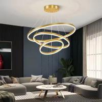 China Three-ring Circle Nordic Restaurant Post-modern Simple Bedroom Lamp Circular Dining Room Bar Dining Chandelier for sale