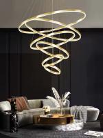 China Six Rings Gold Acrylic Chandelier Led Chandelier Modern Living Room Staircase Ceiling Room Luxurously Decorated for sale
