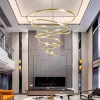 China Six Rings Gold Acrylic Chandelier Led Chandelier Modern Living Room Staircase Ceiling Room Luxurously Decorated for sale