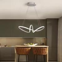 China Led Chandelier For Dining Room Kitchen Bar Shop AC 90-260V Modern Matte Black/White Hanging Chandeliers Fixtures for sale