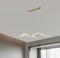 China Add Large Nordic Modern Luxury Long Strip Waveform Acrylic Lamp Bar Hotel Home Decoration Chandelier Hanging Lamp for sale