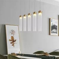 China Nordic Simple Cylindrical Striped Glass Restaurant Bedside Bar Decoration Chandelier for sale
