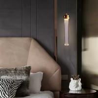 China Nordic Simple Cylindrical Striped Glass Restaurant Bedside Bar Decoration Chandelier for sale