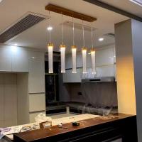 China Nordic Simple Cylindrical Striped Glass Restaurant Bedside Bar Decoration Chandelier for sale