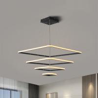 China Four Square Modern Minimalist Dining Room Chandelier Personality Creative Square Family Atmosphere Living Room Lamp Can Adjust The Master Bedroom Study Lamp for sale