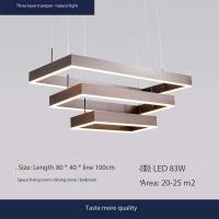 China Third Floor Small Living Room Led Chandelier Modern Simple Rectangular Nordic Lighting Hall Restaurant Bar Hanging Lighting for sale
