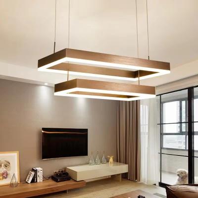 China Double Small Living Room Led Chandelier Modern Simple Rectangular Nordic Lighting Lobby Restaurant Bar Hanging Lighting for sale