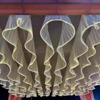 China White Light S Strip Wedding Ceiling Curtain For Dance Hall Wedding Event Party Hall Decor With Led Light Strip for sale