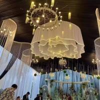 China White Light S Strip Wedding Ceiling Curtain For Dance Hall Wedding Event Party Hall Decor With Led Light Strip for sale