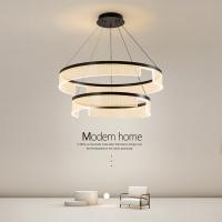 China Beautiful Translucent Living Room Dining Room Chandelier Two Ring Study Bedroom Acrylic Chandelier for sale