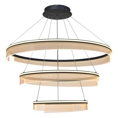 China Three Ring Study Bedroom Acrylic Chandelier Beautiful Translucent Living Room Dining Room Chandelier for sale
