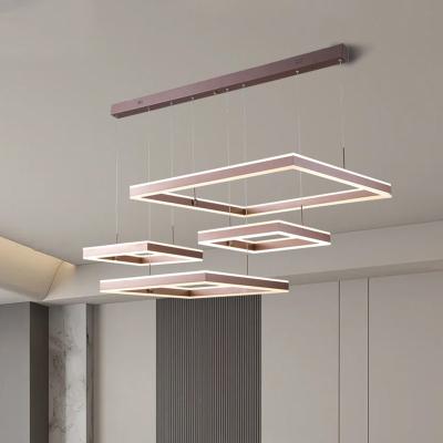 China Modern Simple Square Geometric Art Creative Stainless Steel Chandelier for sale