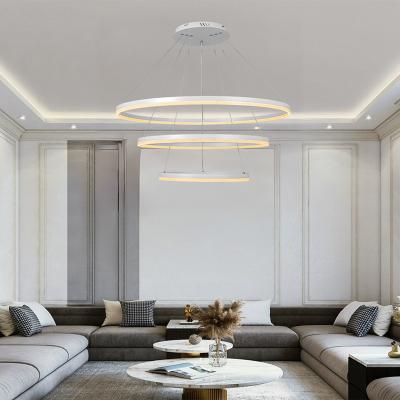China Villa Hotel Living Room Circle Linear Pendant Lamp Luxury Round Ring Led Chandelier for sale