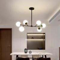 China Nordic Creative Simple Guest Restaurant Dining Hall Bar Lamp Magic Beans Large White Glass Ball Pendant Lamp for sale