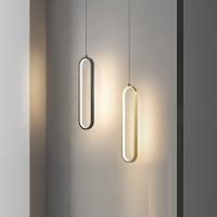 China Modern Linear Black Gold Pendant Light Villa Duplex Living Room Bedroom Dining Home Decoration LED Chandelier for sale