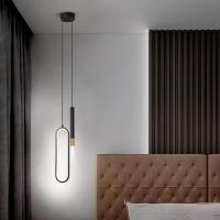 China Modern Linear Black Gold Pendant Light Villa Duplex Living Room Bedroom Dining Home Decoration LED Chandelier for sale
