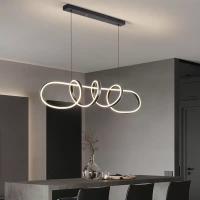 China Special Smart Restaurant Nordic Simple Modern Light Luxury Strip Lamp Word Cream Wind Led Bar Chandelier for sale