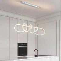 China Special Smart Restaurant Nordic Simple Modern Light Luxury Strip Lamp Word Cream Wind Led Bar Chandelier for sale