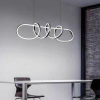 China Special Smart Restaurant Nordic Simple Modern Light Luxury Strip Lamp Word Cream Wind Led Bar Chandelier for sale