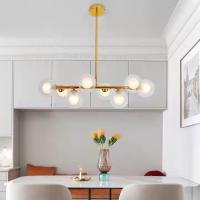 China Double Lampshade Nordic Molecular Lamp Magic Bean Glass Living Room Chandelier Personality Creative Dining Room Postmodern Simple Bedroom Light Luxury Lights for sale
