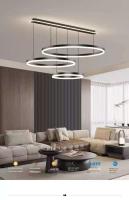 China Minimalist Living Room Chandelier Light Luxury Atmosphere Dining Bedroom Main Light Three Ring Combination Of Modern Simple Lamps for sale