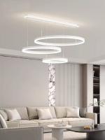 China Modern Simple Dining Room Lights Three Circles Embedded Bedroom Lights Bottom Luminous Lamps And Lanterns Long Pendant Light for sale