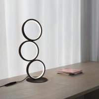 China Three Ring Elegant Metal Desk Lamp For Living Room Bedroom Hotel Club Lighting Modern Dimmable Aluminum Table Light for sale