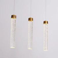 China Minimalist Luxury Style Single Hanging Cylinder Shade Bedside Drop Light Crystal Pendant Light Modern for sale