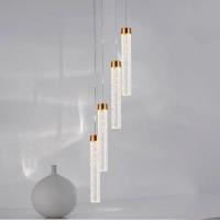 China Minimalist Luxury Style Single Hanging Cylinder Shade Bedside Drop Light Crystal Pendant Light Modern for sale