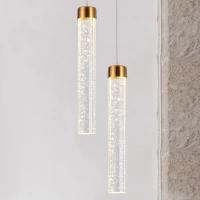 China Minimalist Luxury Style Single Hanging Cylinder Shade Bedside Drop Light Crystal Pendant Light Modern for sale