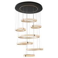 China Nordic Indoor Villa Big Lighting Chandelier Modern Creative Ring Hollow Rotating Pendant Light for sale