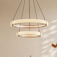 China Modern Nordic Crystal Chandelier Creative Double Ring Hanging Chandelier Dimmable 3CCT LED Sand Iron Acrylic Large Room Decoration for sale