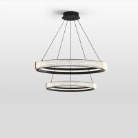 China Modern Nordic Crystal Chandelier Creative Double Ring Hanging Chandelier Dimmable 3CCT LED Sand Iron Acrylic Large Room Decoration for sale