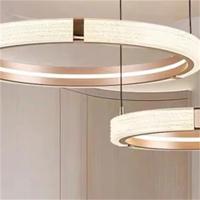 China Creative Nordic Minimalist Double Ring Dining Room Chandelier Simple Modern Round Chandelier Living Room Bedroom Office for sale