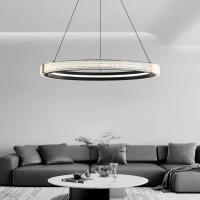 China Round Modern Hanging Nordic Chandelier Creative Crystal Sand Iron Acrylic 3CCT Dimmable Led Pendant Lights For Home Decor for sale