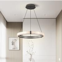 China Round Modern Hanging Nordic Chandelier Creative Crystal Sand Iron Acrylic 3CCT Dimmable Led Pendant Lights For Home Decor for sale