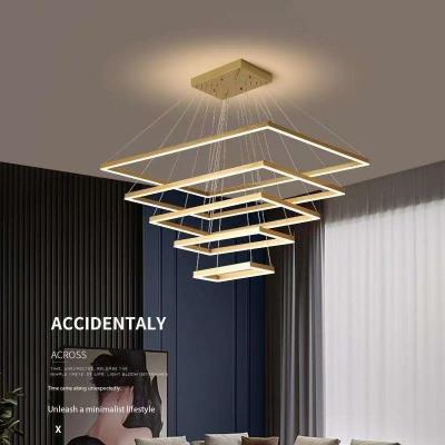 China Acrylic Modern Simple Rectangular Nordic Lighting Hanging Lighting In Lobby Restaurant Bar for sale