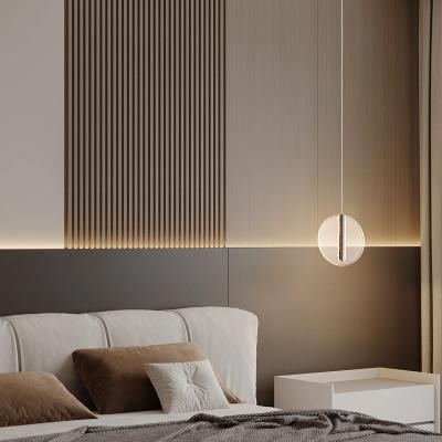 China Circular Acrylic Modern LED Chandelier Creative Interior Home Attic Bedroom Bedside Study Staircase Interior Decoration for sale