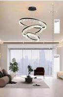 China Exquisite Double  Circle Living Room Bedroom LED Interior Chandelier Brilliant Acrylic Hotel Villa Hall Dining Room Chandelier for sale
