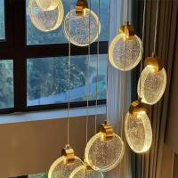 China Contemporary Round Crystal Living Room Home Decorative Led Pendant Light For Hotel Living Room Staircase for sale