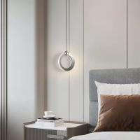 China Simple Style Indoor Decoration Pendant Lamp Home Bedroom Bedside Aluminum Gold Black LED Hanging Light for sale