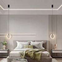 China Simple Style Indoor Decoration Pendant Lamp Home Bedroom Bedside Aluminum Gold Black LED Hanging Light for sale
