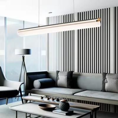 China A Word Minimalist Luxury French Island Bar Acrylic Rectangular Texture Restaurant Chandelier for sale