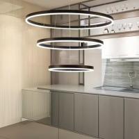 China Modern 3 Ring Design Hanging Decorative Ring Acrylic LED Chandelier Light Gold Hotel Lobby Living Room Long Stairwell Chandelier for sale