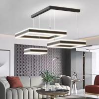 China Living Room Simple Square Lamp Chandelier Square Nordic Chandelier Minimalist Dining Room for sale