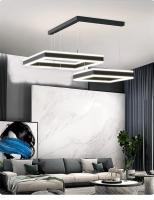 China Living Room Simple Square Lamp Chandelier Square Nordic Chandelier Minimalist Dining Room for sale