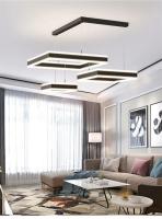 China Living Room Simple Square Lamp Chandelier Square Nordic Chandelier Minimalist Dining Room for sale
